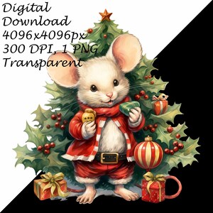 Christmas Mouse PNG Clipart Bundle|cute Holiday Illustrations|xmas ...