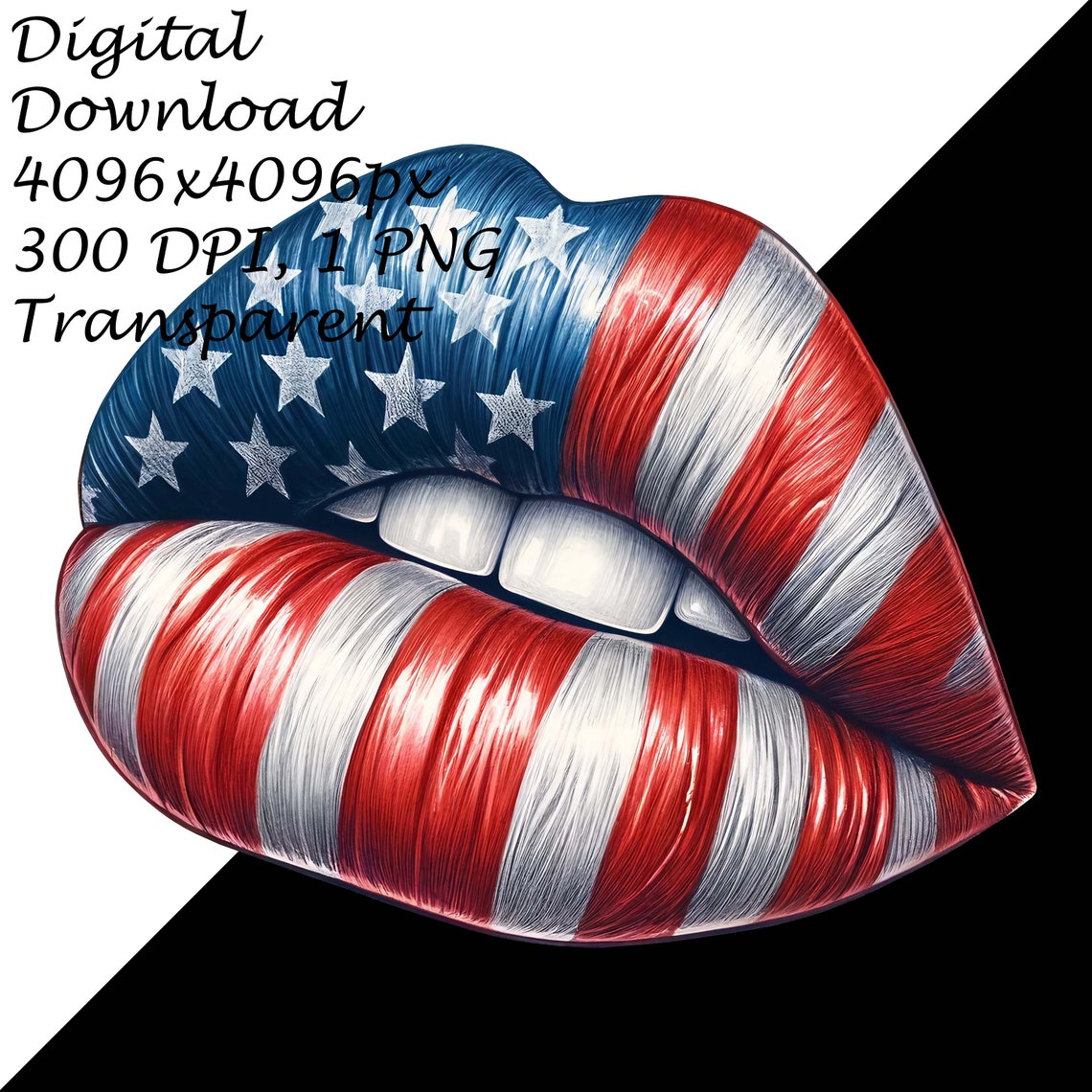 Patriotic American Flag Lips PNG Clipart-red White Blue Lips Art-4th of ...