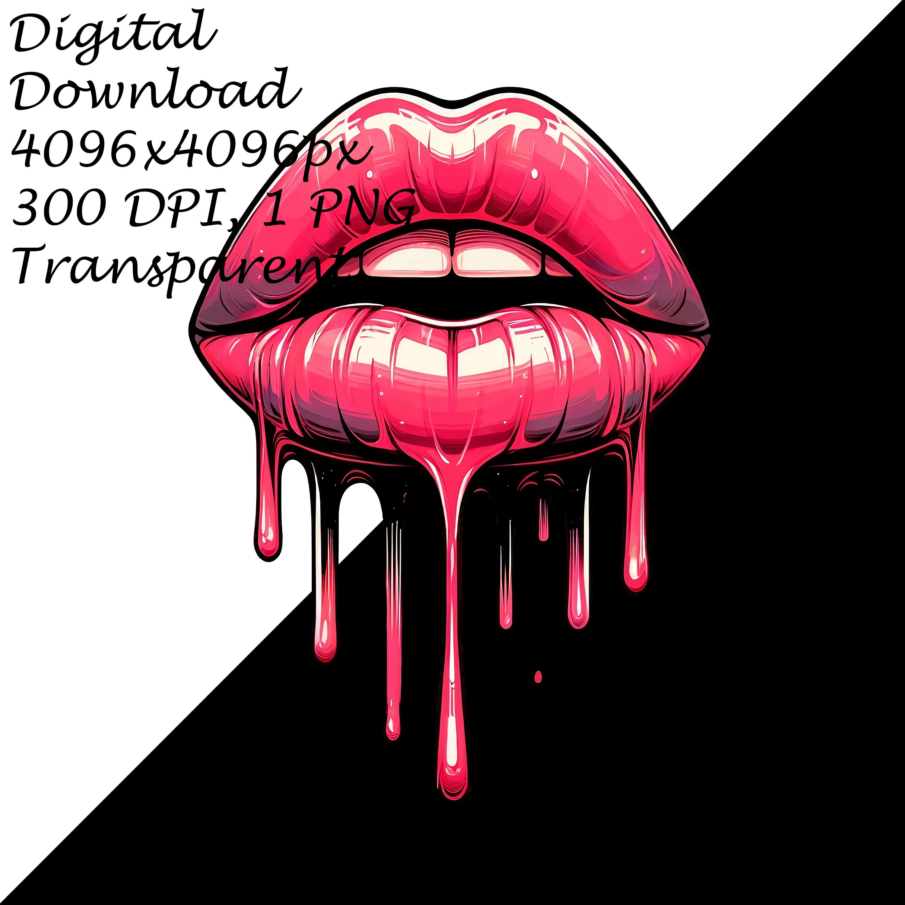 Dripping Glossy Lips Clipart - Vibrant Pink Lip Drip PNG, Printable ...