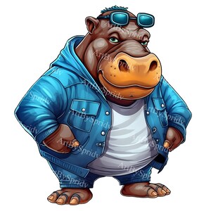 Cute Hip Hop Hippopotamus PNG Clipart, Transparent Kids/adult Design ...
