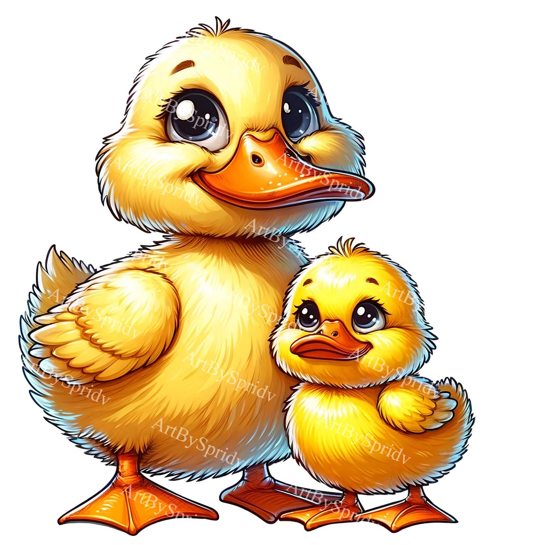 Adorable Mother and Duckling PNG Clipart - Digital Download, Cute ...