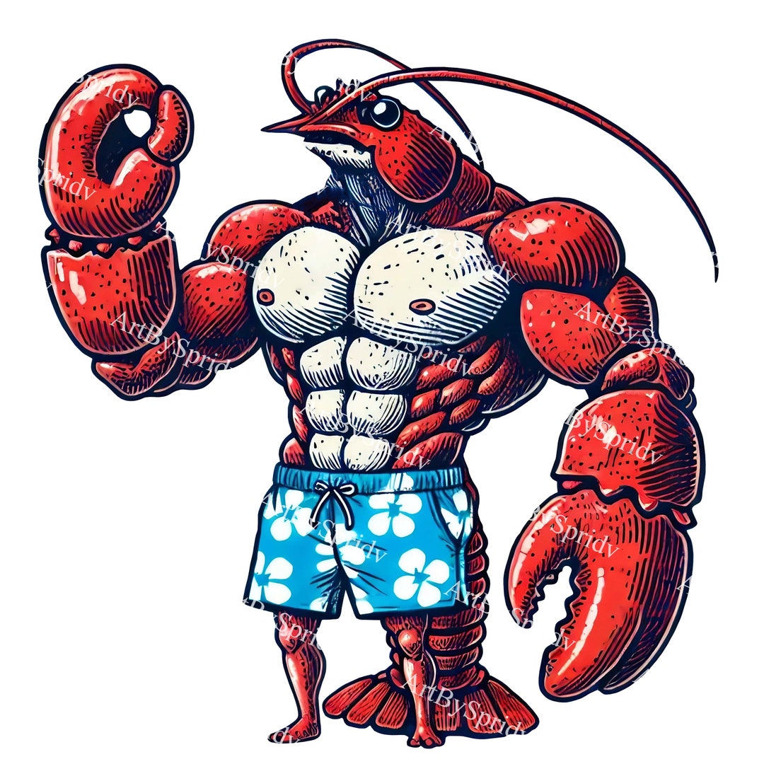 Strong Muscular Lobster Download PNG Clipart, Beach Body Cartoon ...