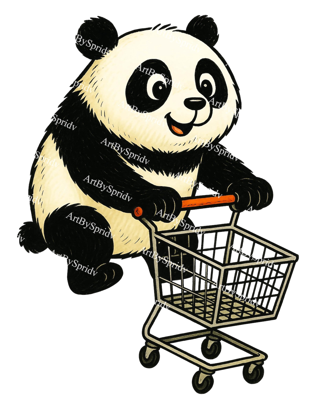 Funny Panda With Shopping Cart PNG | Cute Cartoon Panda Clipart ...