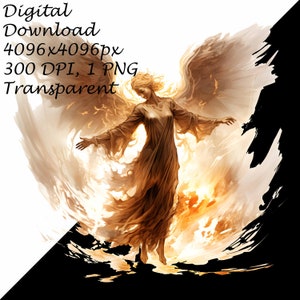 Glowing Angel PNG Clipart, Ethereal Angel With Radiant Wings, Mystical ...