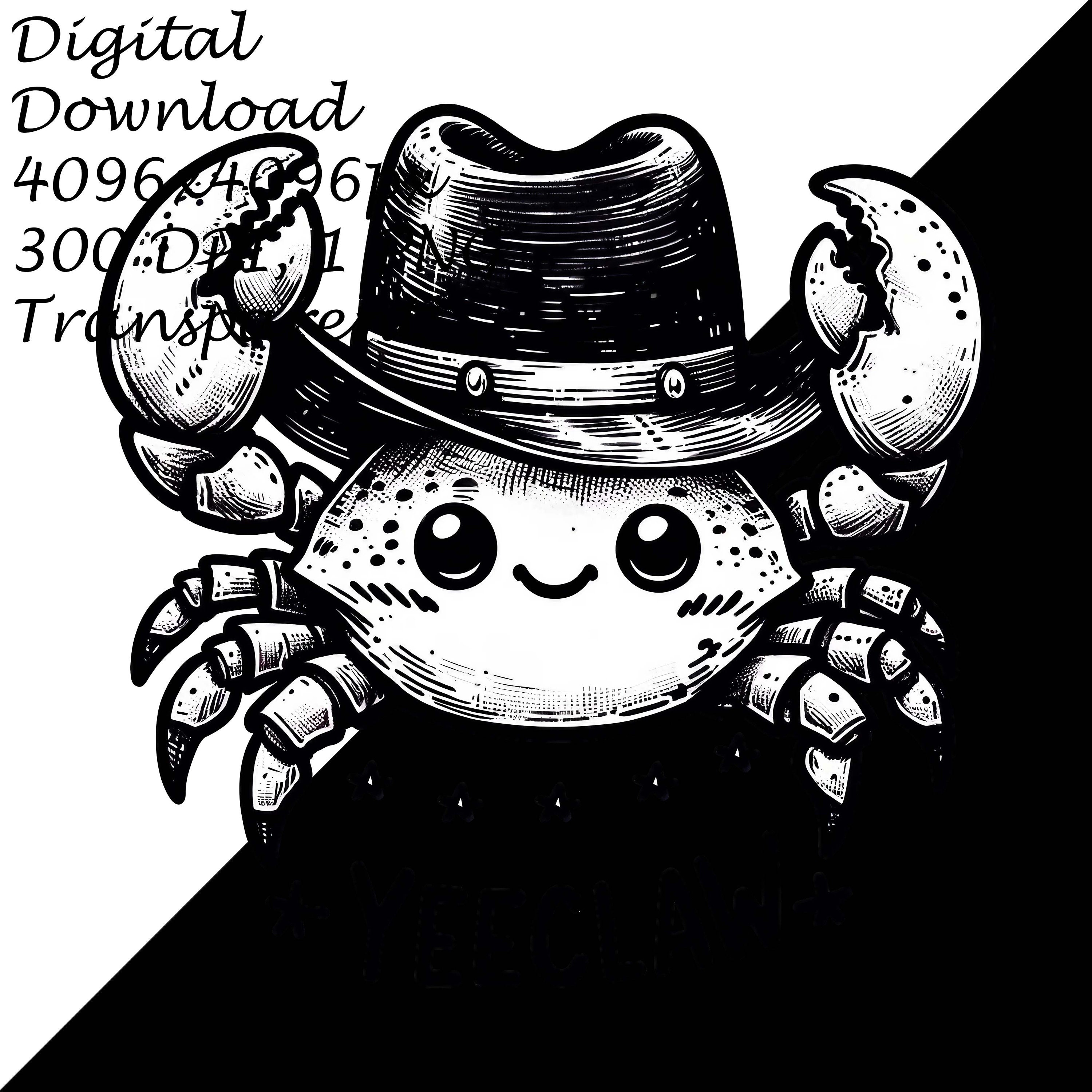 Adorable Cowboy Crab Clipart-yeeclaw Png-cute Sea Creature Illustration ...