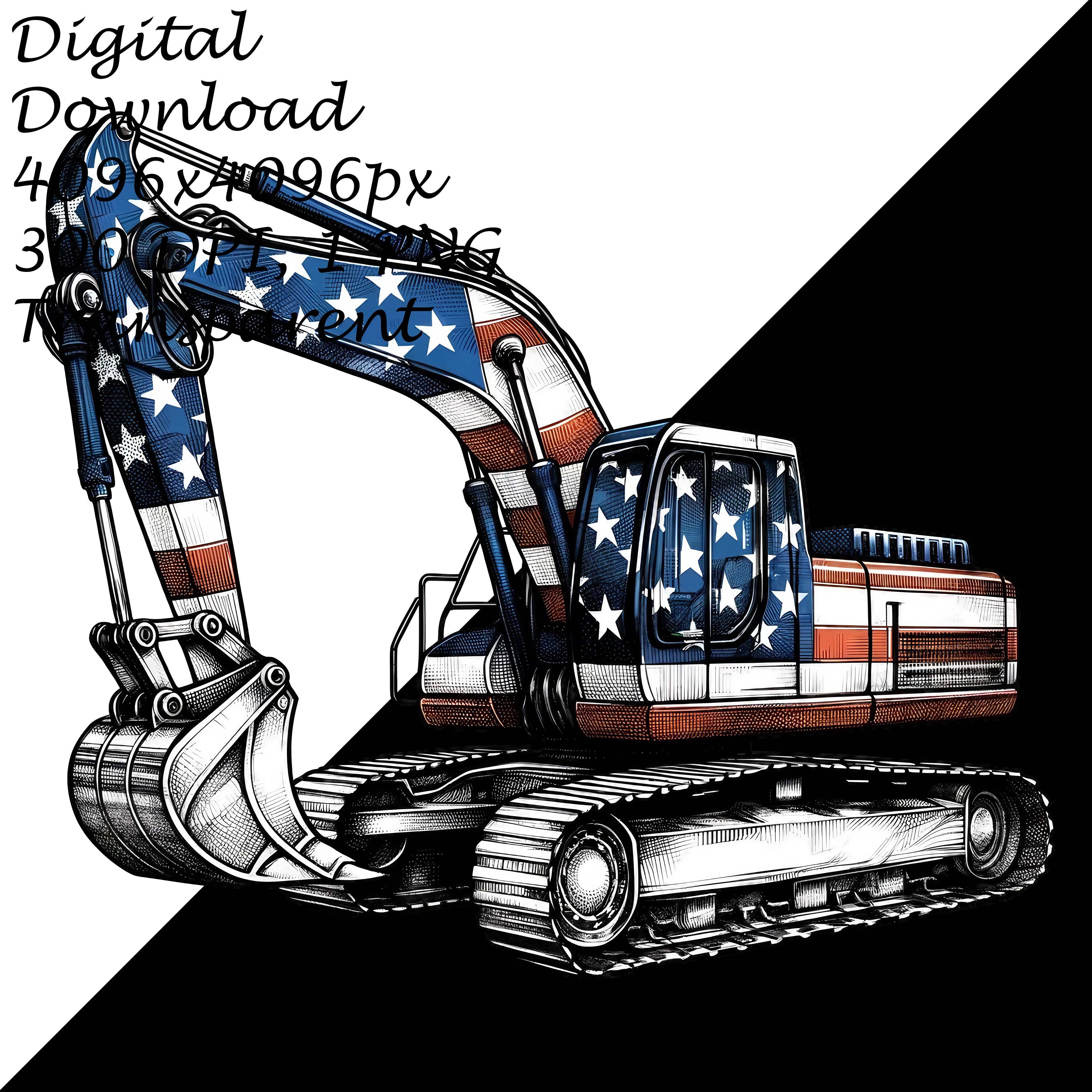 Patriotic American Flag Excavator PNG Clipart|construction Equipment ...