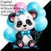 Panda Clipart With Balloons | Cute Animal Digital Art | Download PNG ...