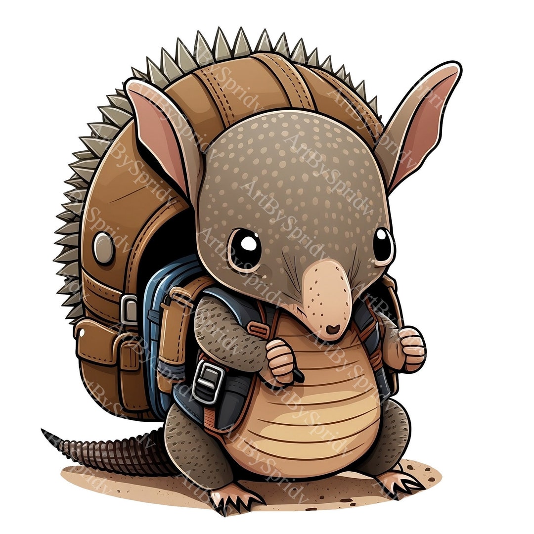 Baby Armadillo With Backpack PNG Clipart, Transparent Animal Print Kids ...
