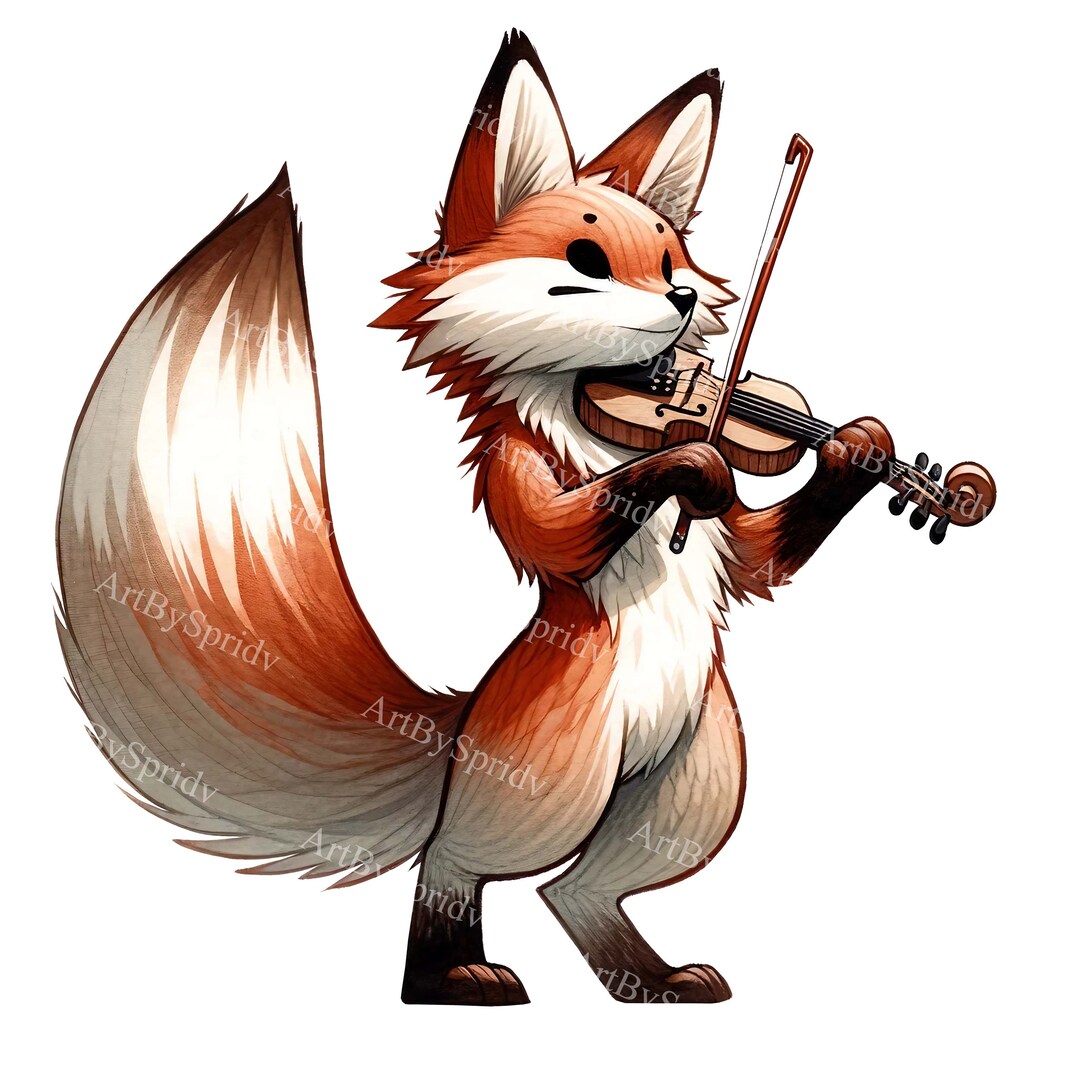 Fox Violinist Clipart - Charming Woodland Creature Illustration for ...