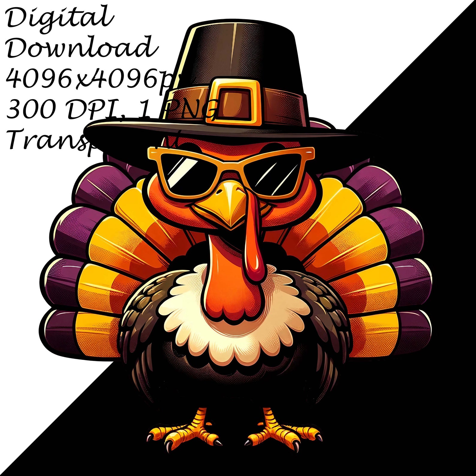 Thanksgiving Day Turkey Clipart - Cartoon Turkey With Sunglasses ...