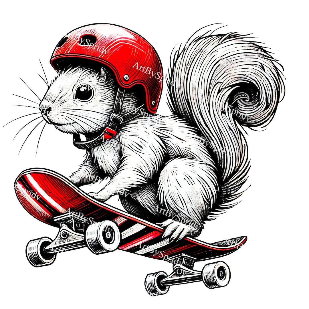 Skateboarding Squirrel Clipart Transparent PNG | Cool Animal ...