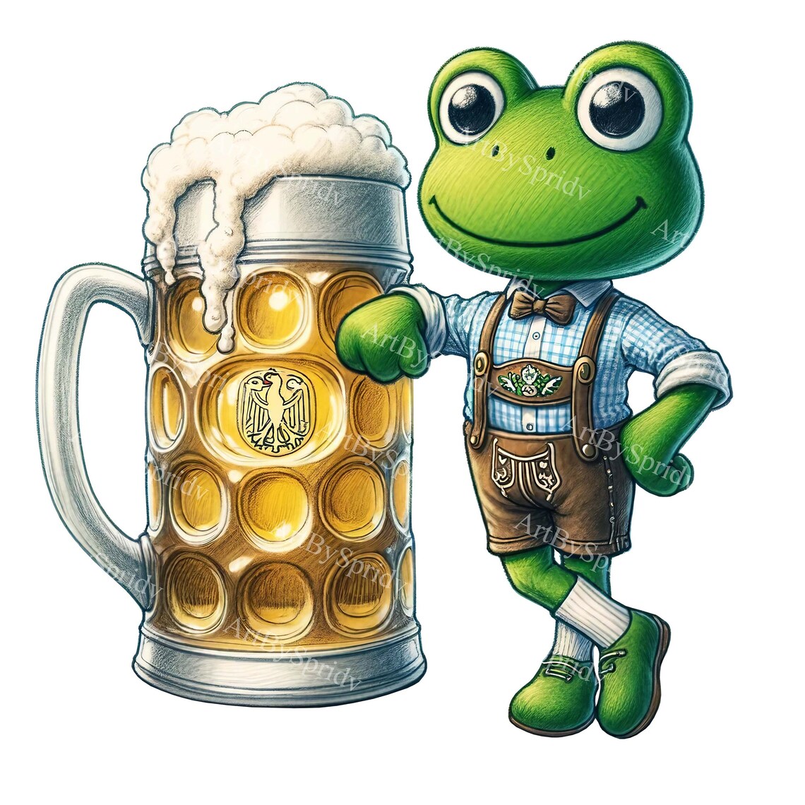 Oktoberfest Themed Frog Clipart With Beer Mug - Digital PNG for ...