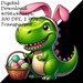 Easter T-rex Dinosaur Clipart With Bunny Ears & Eggs Basket Digital PNG ...