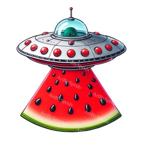 Watermelon UFO Clipart | Transparent PNG Image for Crafts, Invitations ...