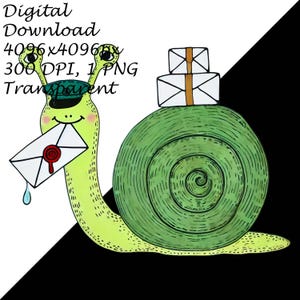 Whimsical Snail Postman Download PNG Clipart,snail Mail Cute Postal ...