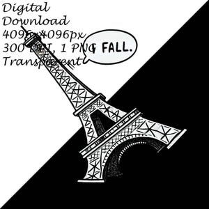 Quirky Eiffel Tower Falling Over PNG Clipart, Paris Instant Download ...