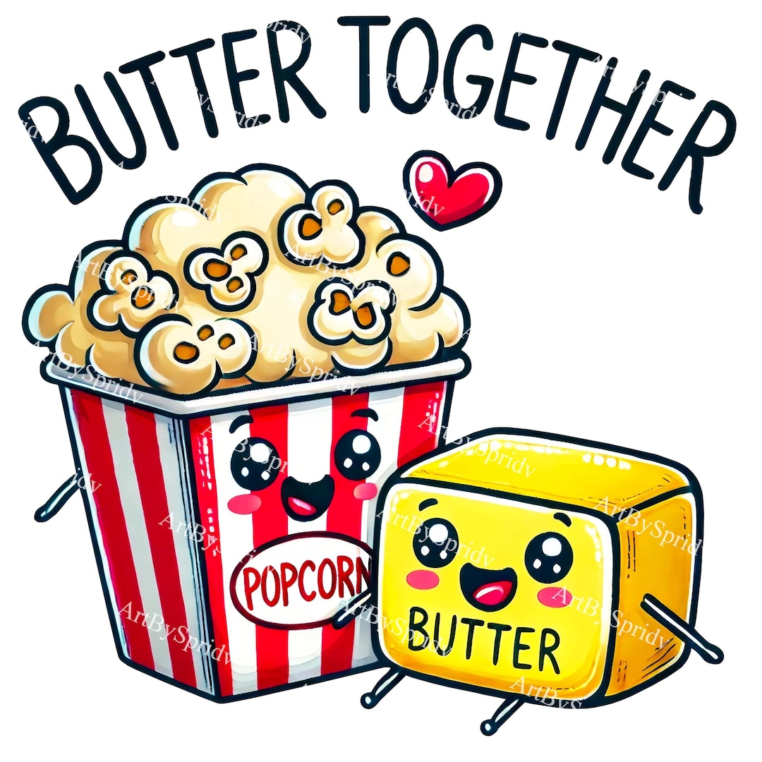 Butter Together Popcorn and Butter PNG Clipart, Cute Couple ...
