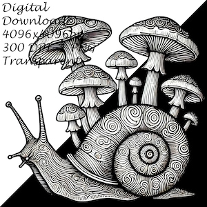 Magical Snail With Mushrooms PNG Clipart, Enchanted Forest Digital Clip ...