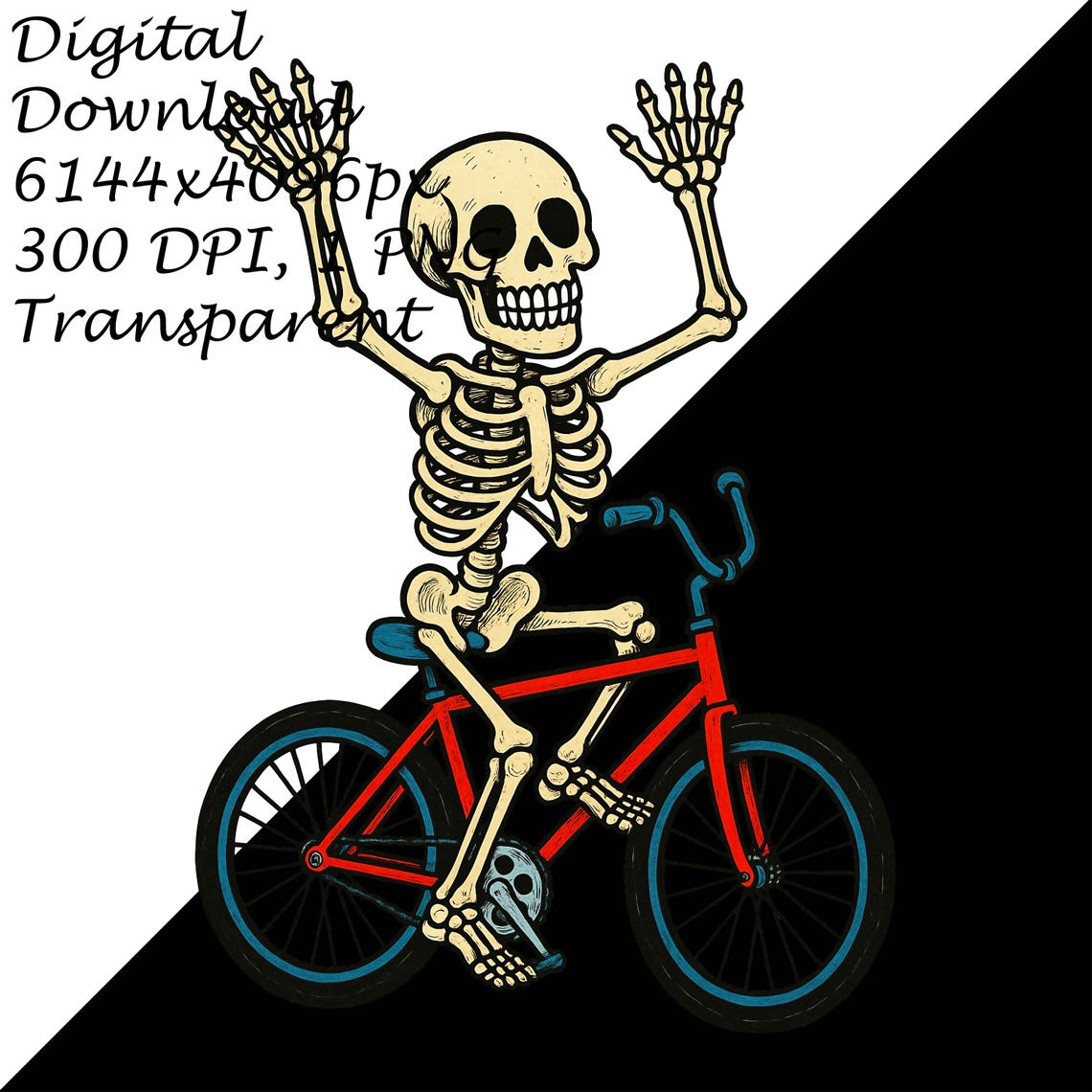 Funny Skeleton Riding Bicycle PNG | Happy Skull Biker Clipart ...