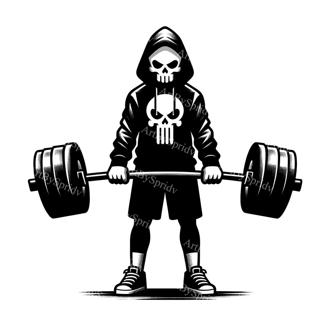 Skeleton Lifting Weights Clipart Transparent PNG Gym Fitness Digital ...