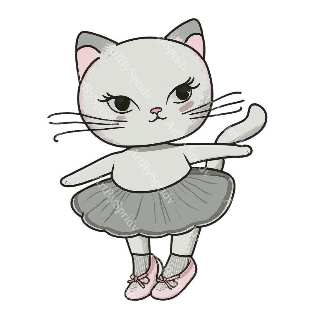Adorable Cartoon Kitten Ballerina Clipart, Transparent PNG, Cute Cat ...