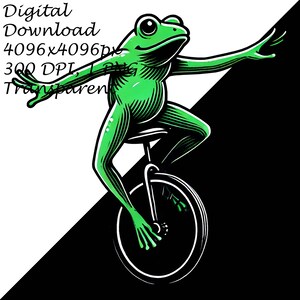 Frog Riding a Unicycle PNG Clipart, Funny Amphibian Digital Transparent ...