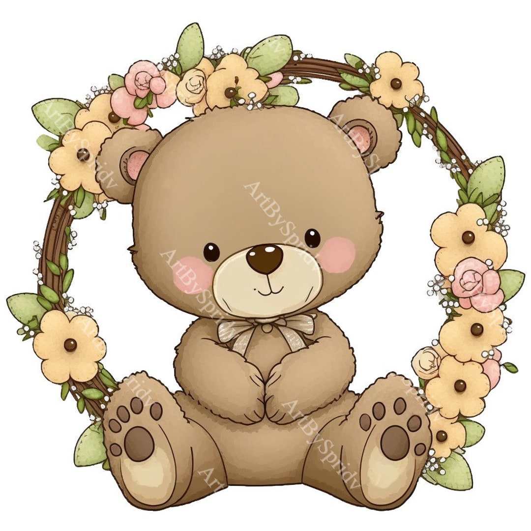 Osito de peluche con corona de flores PNG Clipart, Clip Art ...