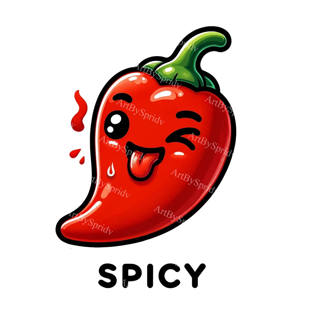 Spicy Red Chili Pepper Clipart - Cute Anthropomorphic PNG for DTG, T ...