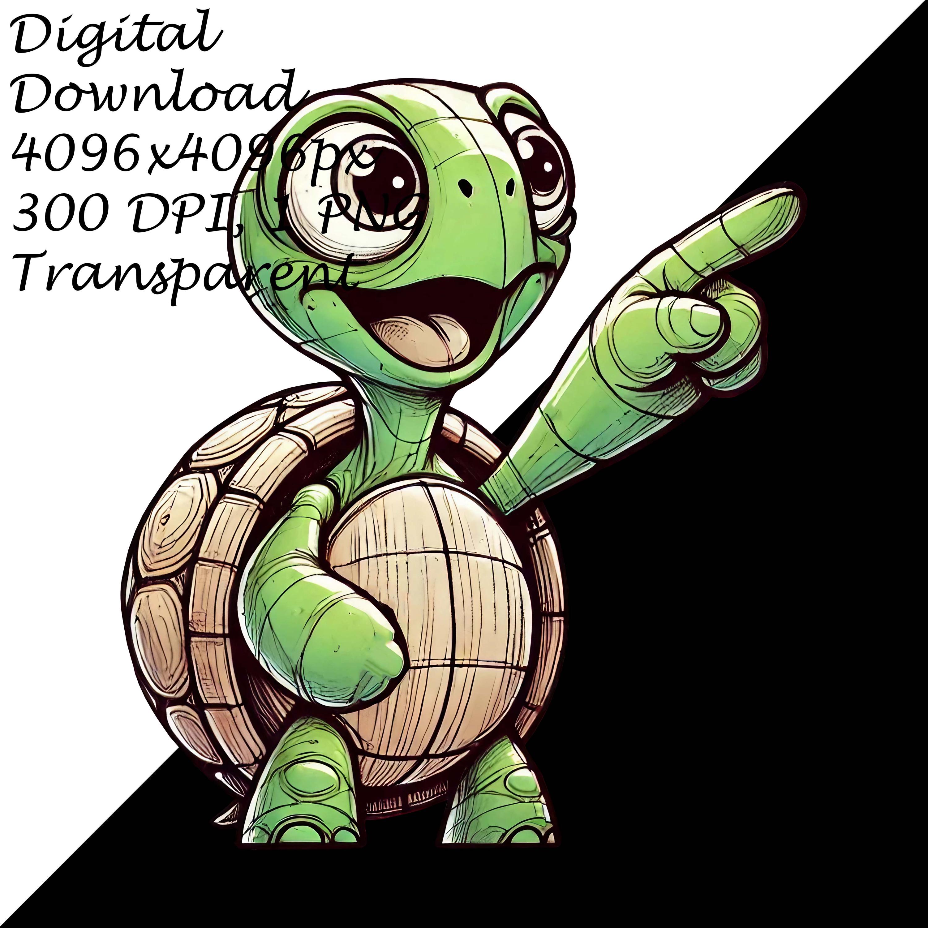 Cute Turtle Digital PNG Clipart, Baby Cartoon Illustration, Clip Art ...