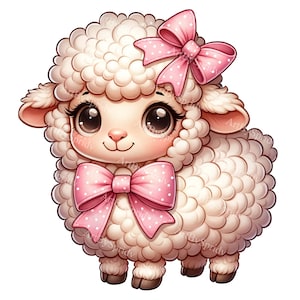 Adorable Fluffy Sheep Clipart | Cute Farm Animal PNG | Kids Room Decor ...