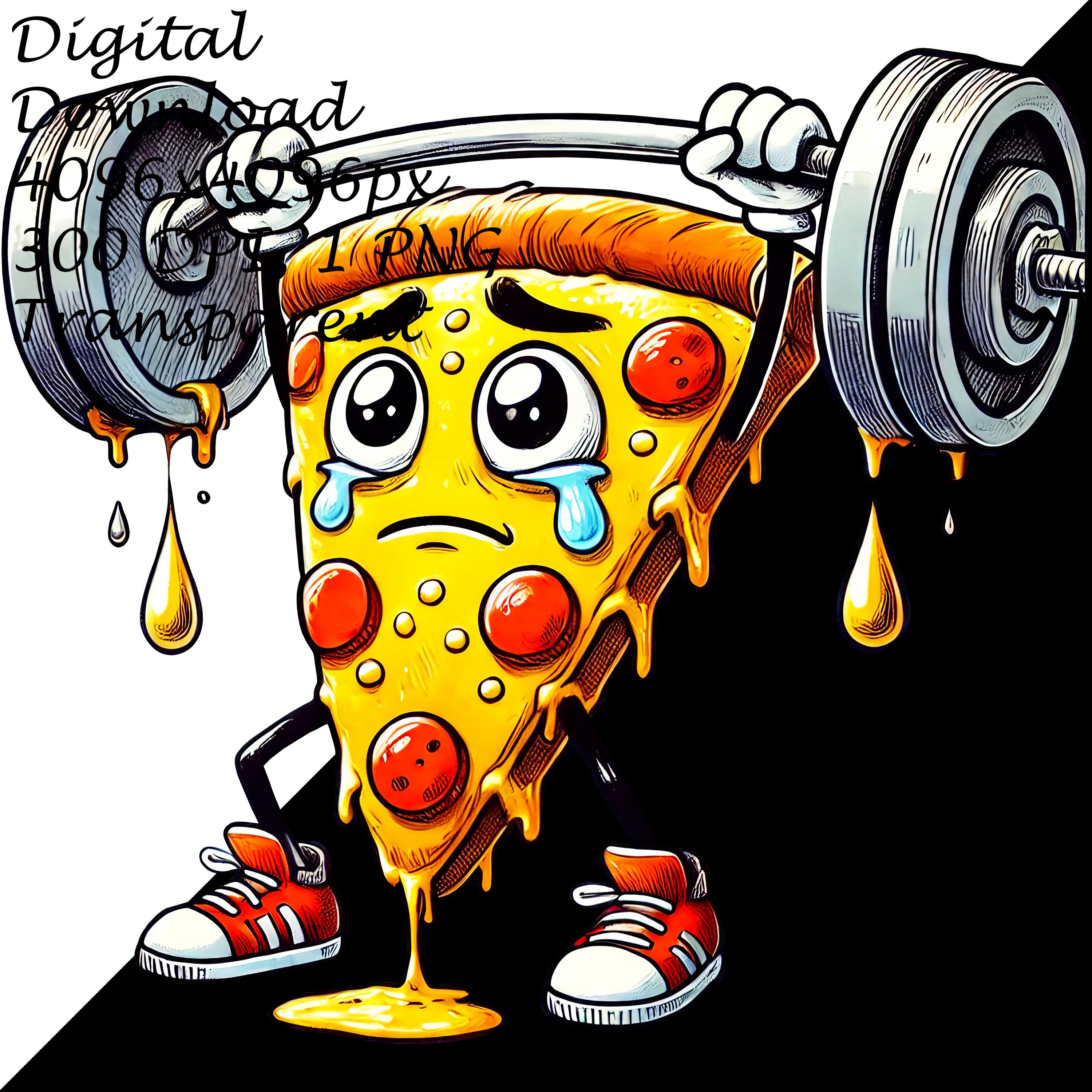 Funny Pizza Weightlifting Clipart | Fitness-themed Transparent PNG ...