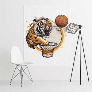 Dynamic Tiger Dunking Basketball Transparent Download PNG Clipart ...