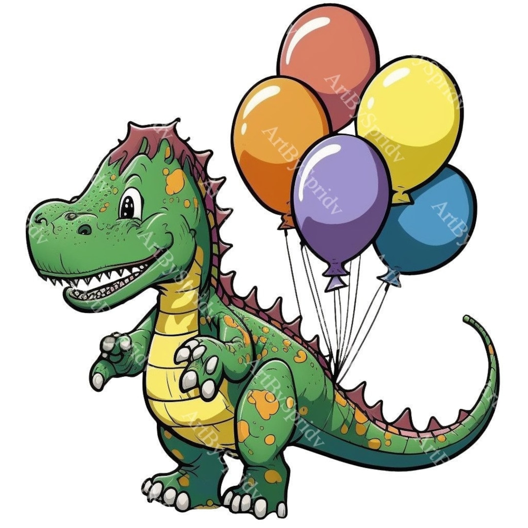 Birthday T-rex Dinosaur Clip Art Png File, Digital Download Print,kids ...