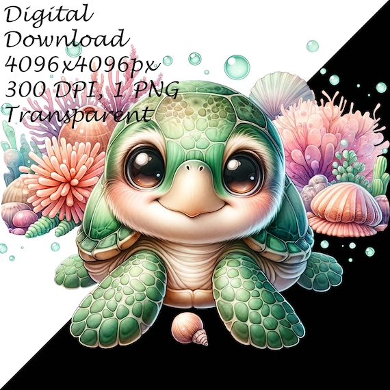 Cartoon Baby Sea Turtle