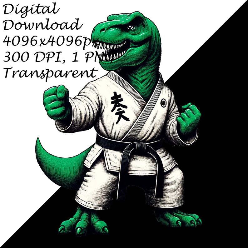 Martial Arts Dinosaur Clipart - T-rex in Karate Gi - Digital Download ...