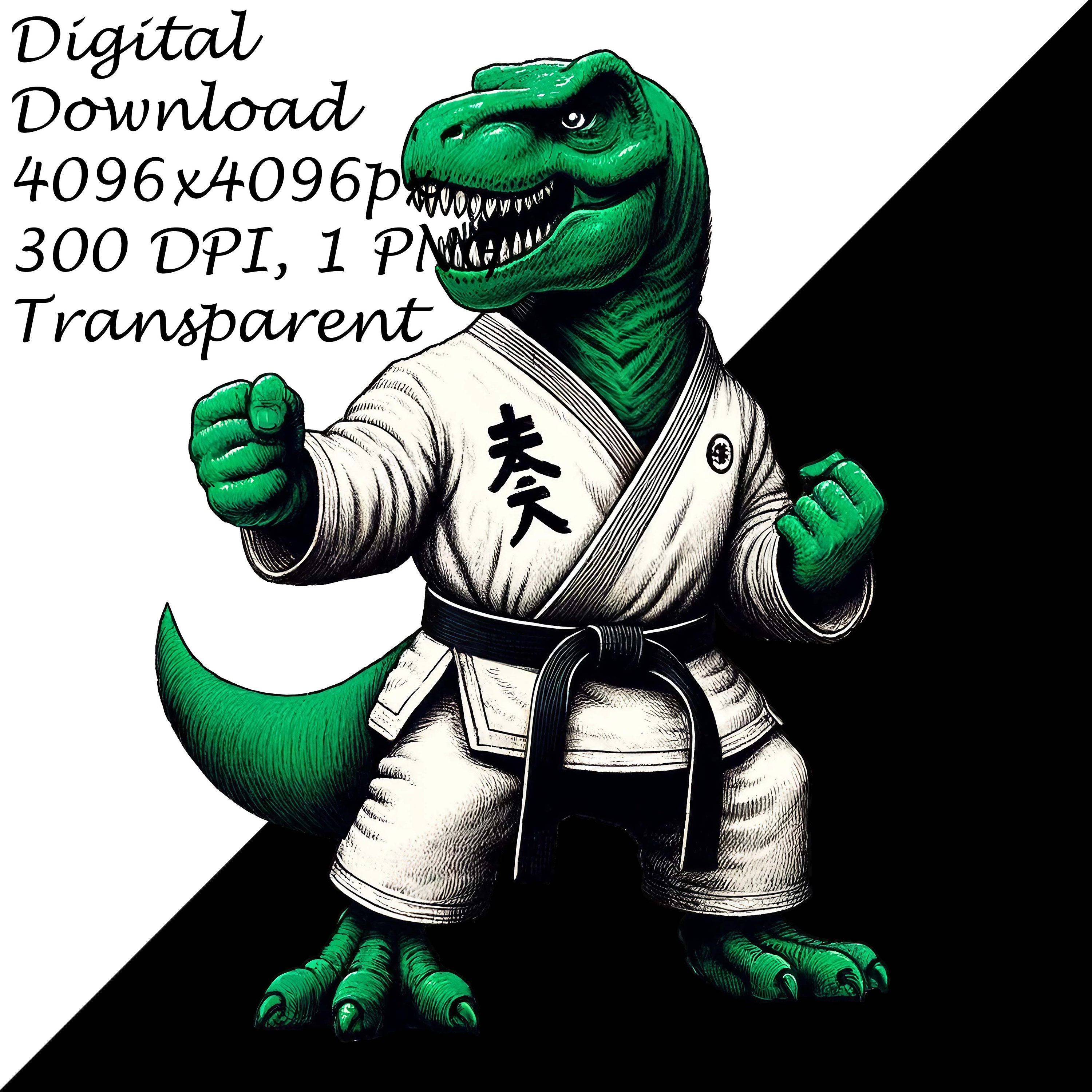Martial Arts Dinosaur Clipart - T-rex in Karate Gi - Digital Download ...