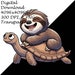 Funny Sloth & Turtle Clipart PNG Digital Illustration for - Etsy