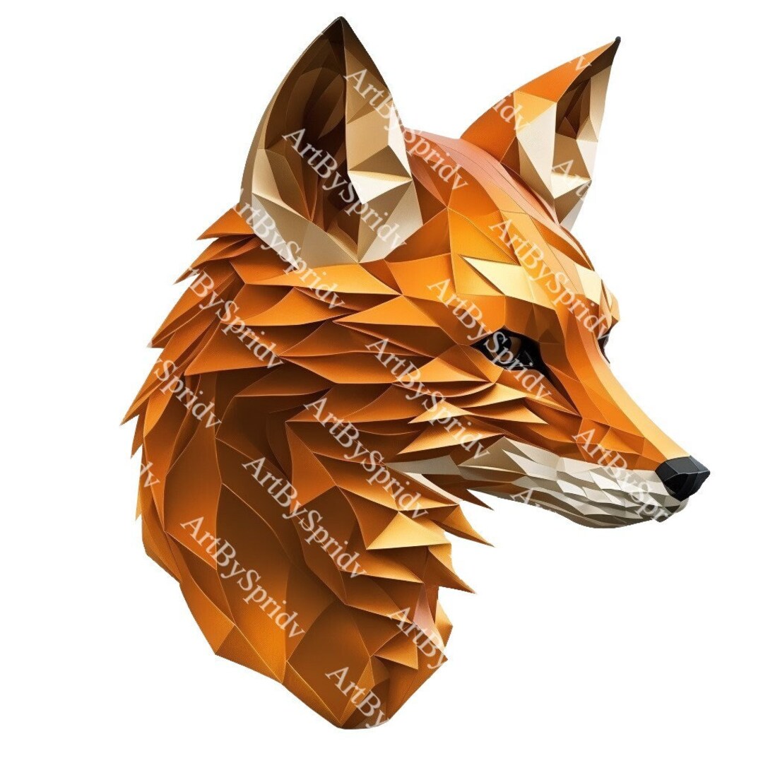 Geometric Fox PNG Clipart, Polygonal Fox Head Clip Art, Digital ...