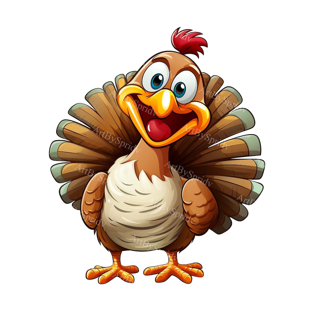 Funny Cartoon Thanksgiving Day Turkey - Transparent PNG Xmas Clipart ...