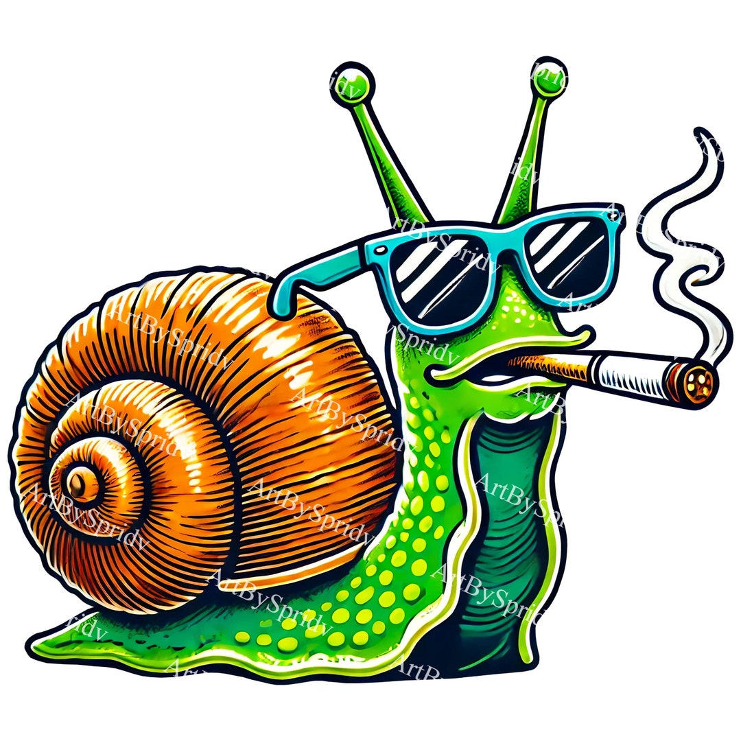Quirky Snail Smoking With Sunglasses PNG Clipart, Cool Retro Vibes ...