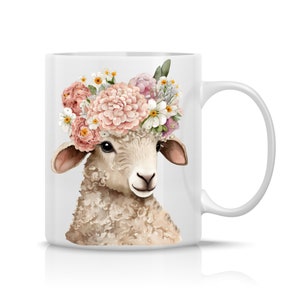Floral Sheep With Flower Crown Transparent PNG Clipart, Whimsical Farm ...