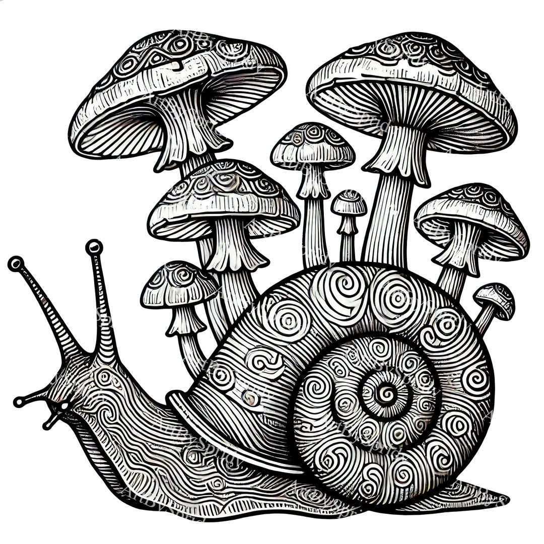 Magical Snail With Mushrooms PNG Clipart, Enchanted Forest Digital Clip ...