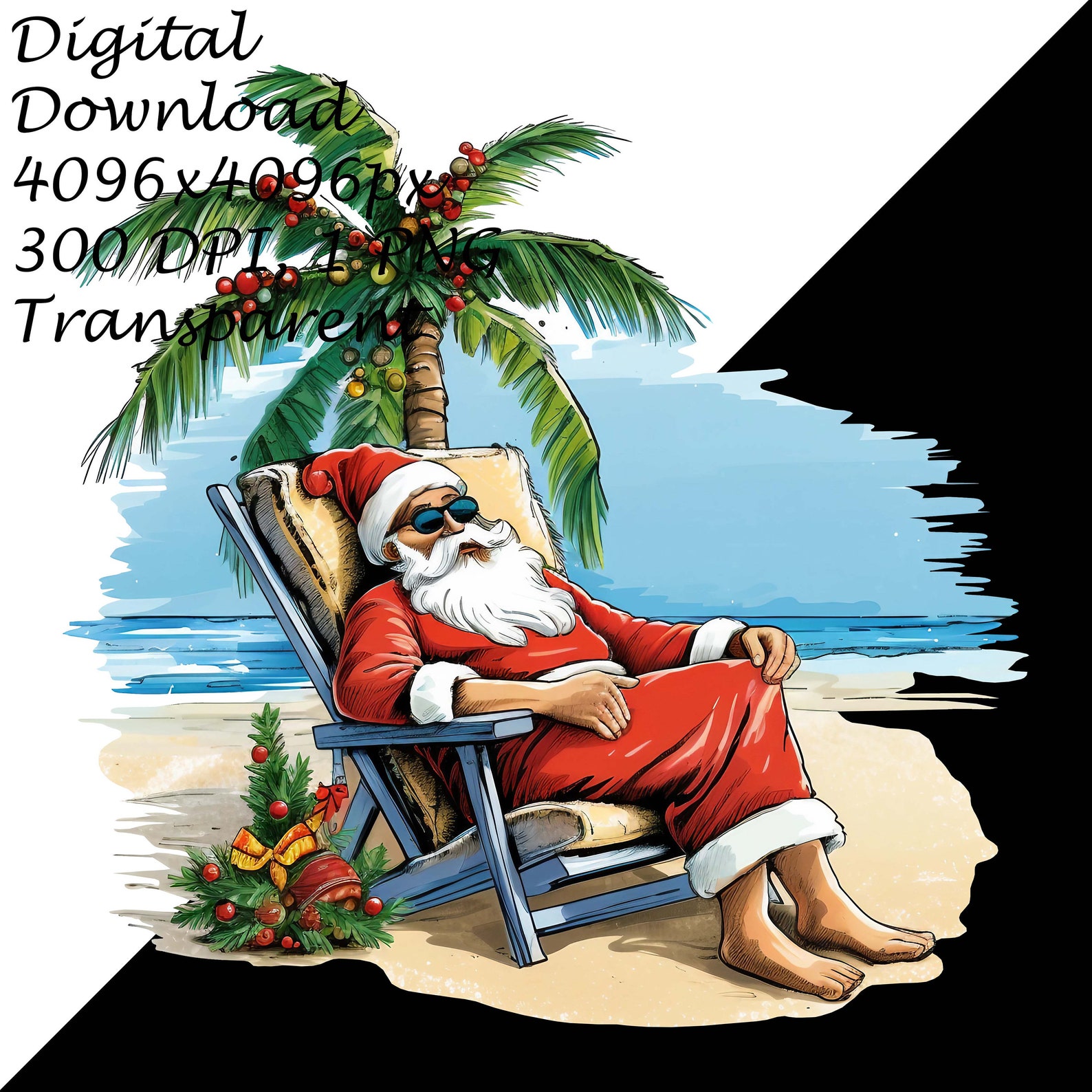 Tropical Santa Claus PNG Clipart | Beach Christmas Transparent Clip Art ...