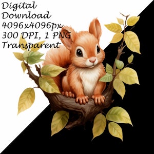 Autumn Forest Friends Clipart 4 PACK - Cute Squirrel & Seasonal Leaves ...