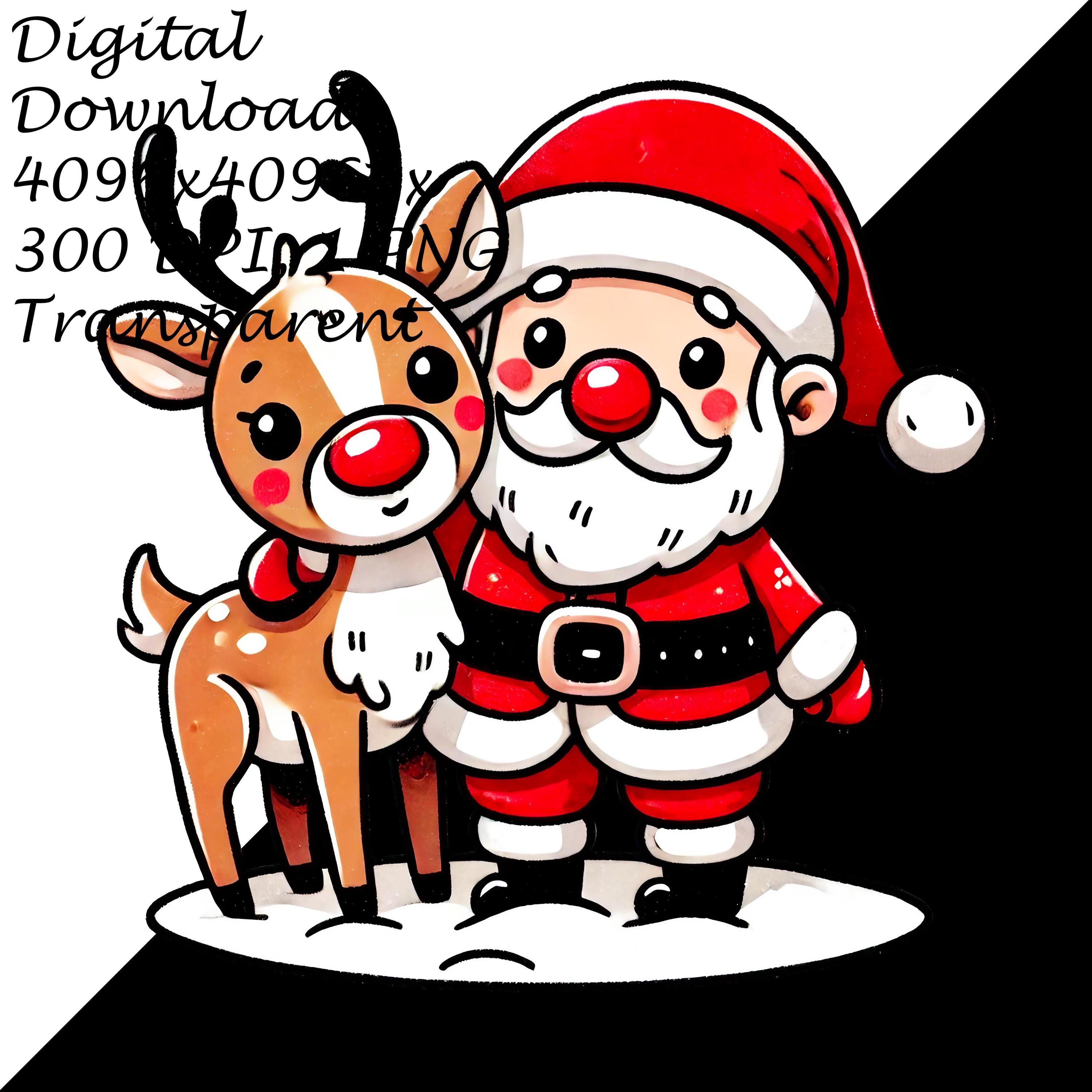Santa Claus & Reindeer PNG Clipart-cute Christmas Transparent Clip Art ...