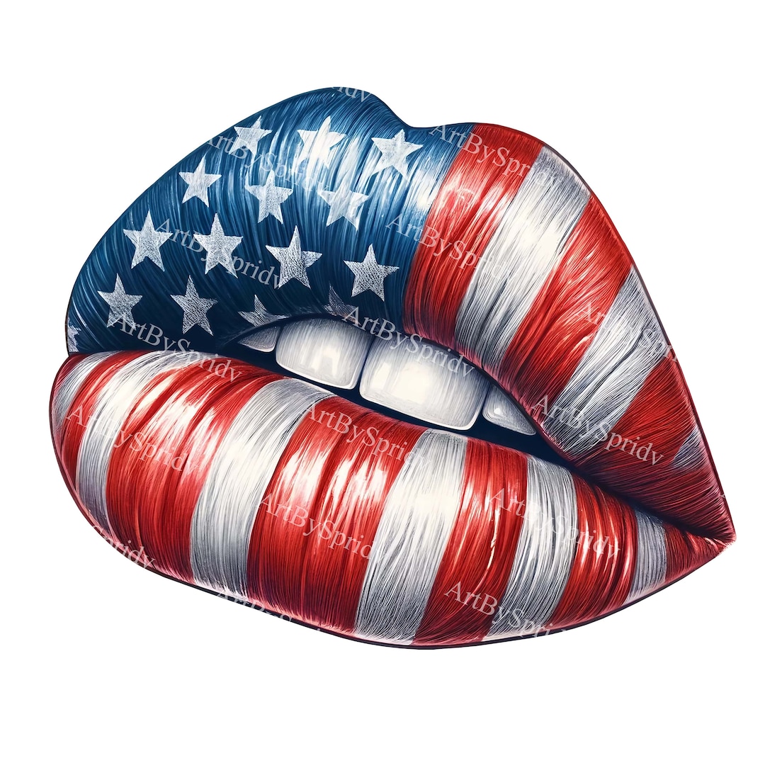 Patriotic American Flag Lips PNG Clipart-red White Blue Lips Art-4th of ...