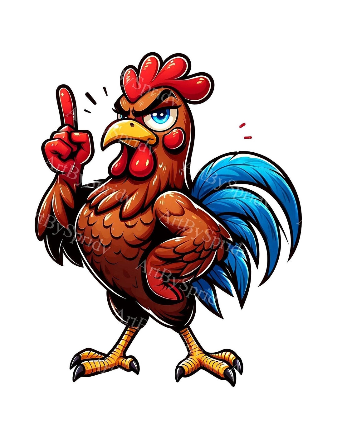 Confident Cartoon Chicken Clipart - Sassy Farm Animal PNG for DTG, T ...