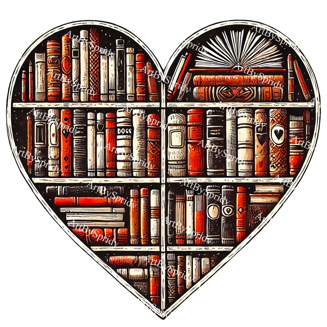 Heart-shaped Bookshelf PNG Clipart - Cozy Library Book Illustration for ...