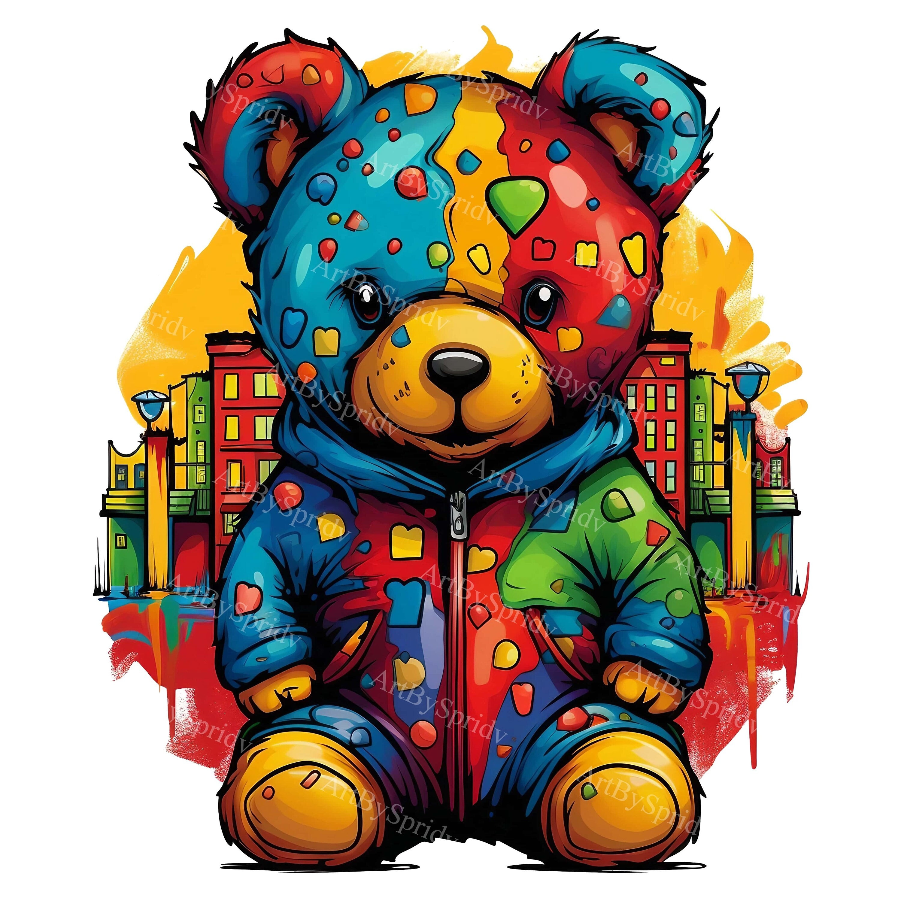 Cith Leanbh Bear Clip Art Colorful Teddy Bear PNG Clipart – Vibrant