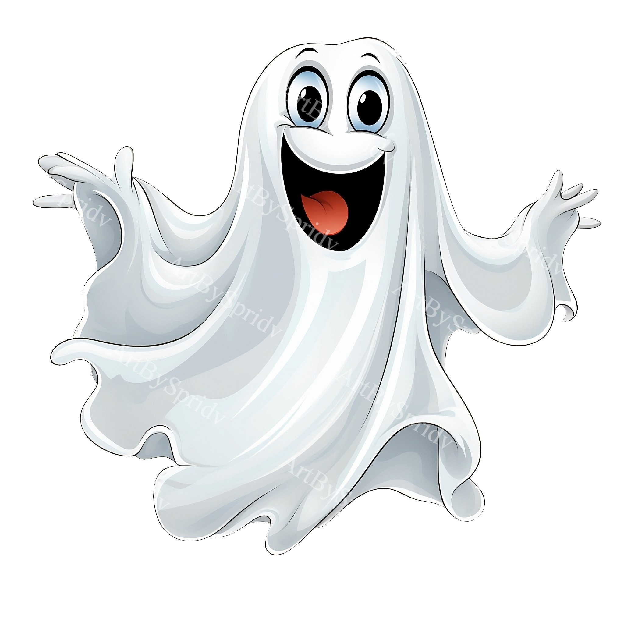 Happy Cartoon Ghost PNG Clipart, Halloween Digital Download Spooky ...